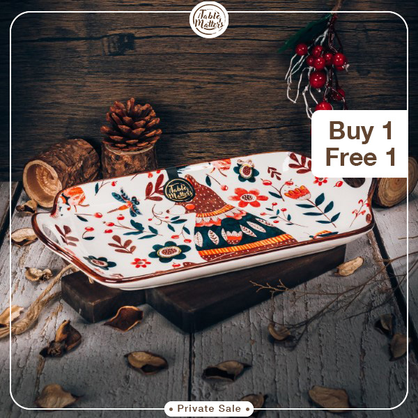 [1-FOR-1] Grover Bear - 11.8 inch Rectangular Plate with Handles