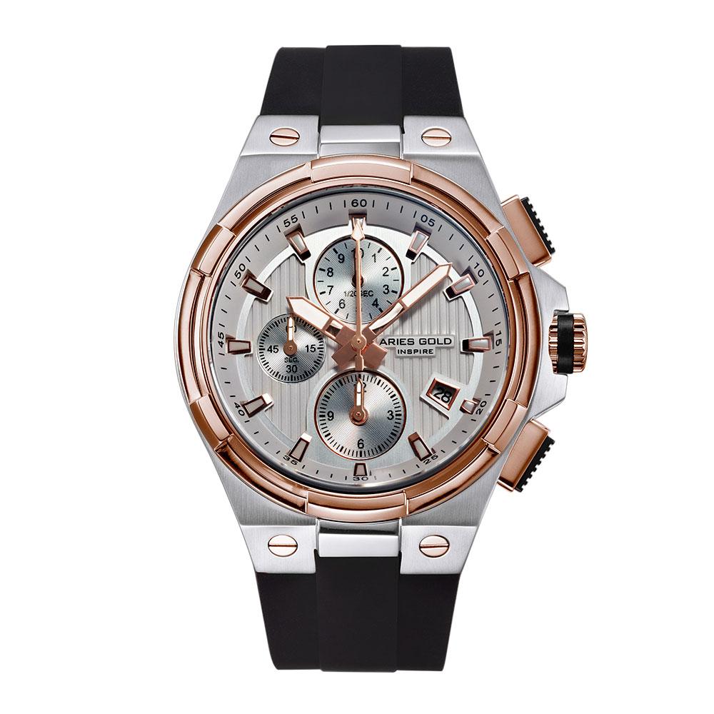 ARIES GOLD KING TWO-TONE STAINLESS STEEL G 7311 2TR-SRG HI-TECH BLACK ...